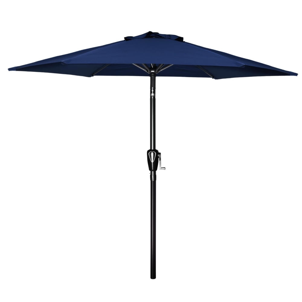 7.5ft Dark Blue Tilt Crank Patio Umbrella 6 Ribs Outdoor Garden Pool ...