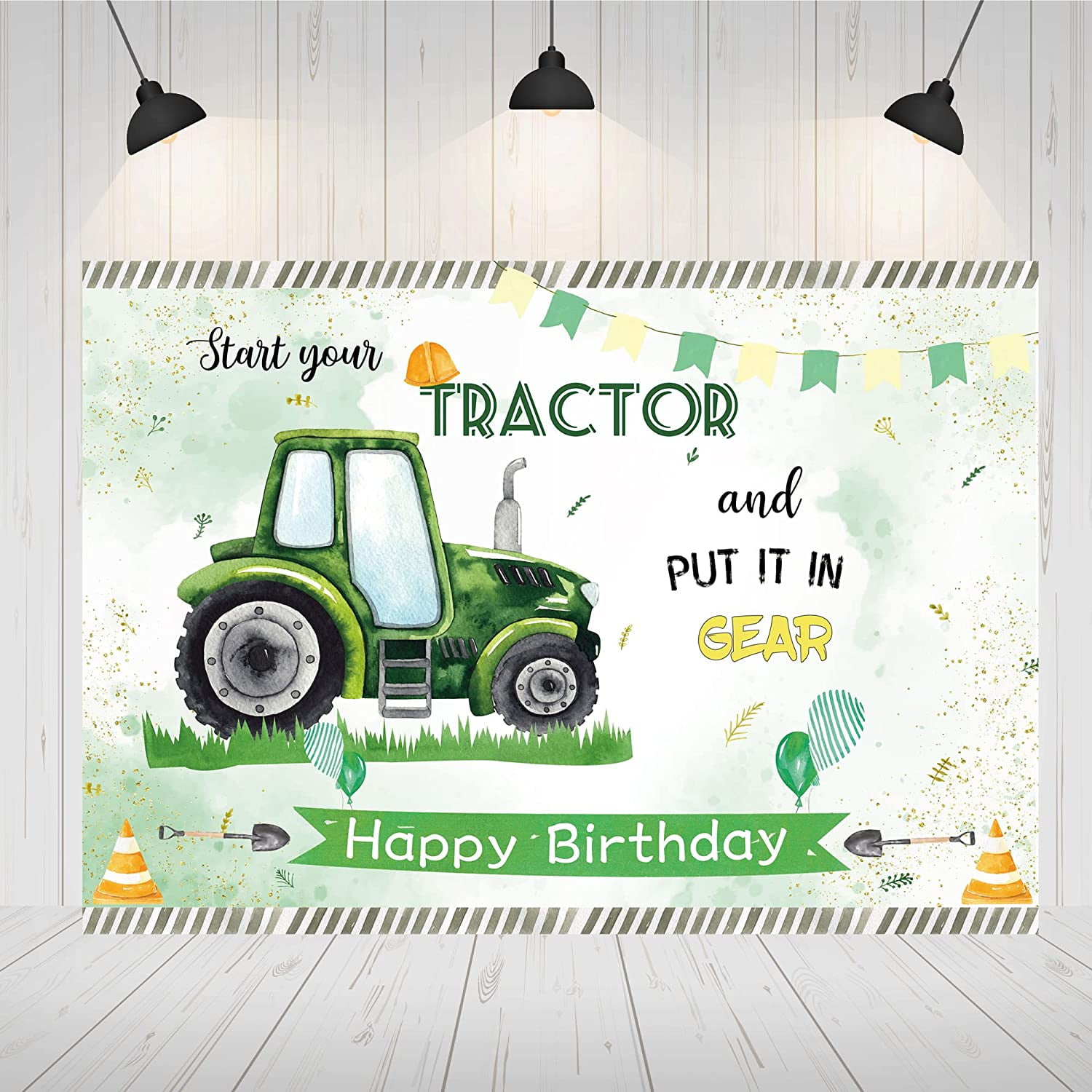 7×5ft Green Tractor Happy Birthday Backdrop Boys Birthday Start Tractor ...
