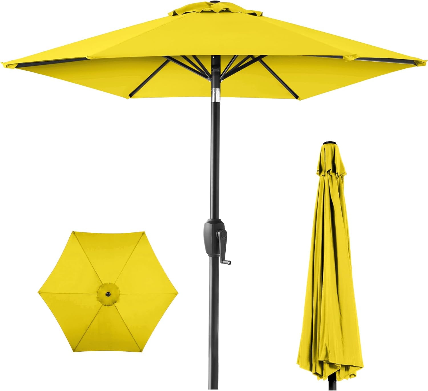 7.5ft Heavy-Duty Round Outdoor Market Table Patio Umbrella w/Steel Pole, Push Button Tilt, Easy ...