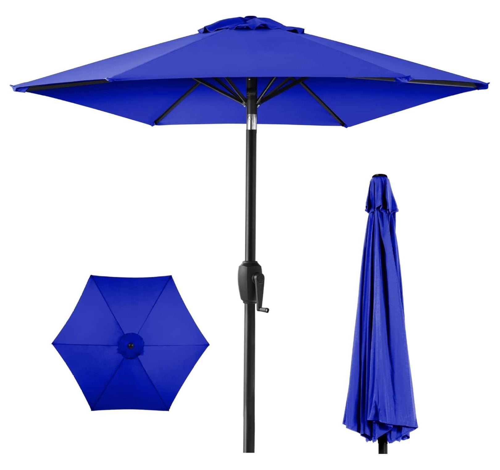 7.5ft Heavy-Duty Round Outdoor Table Patio Umbrella w/Steel Pole, Push ...