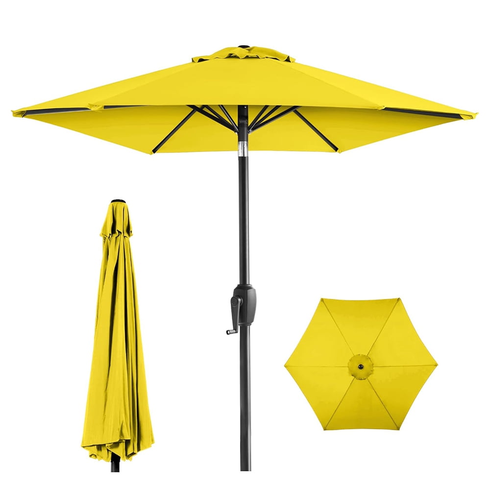 7.5ft Heavy-Duty Round Umbrella, Outdoor Market Table Umbrella with ...