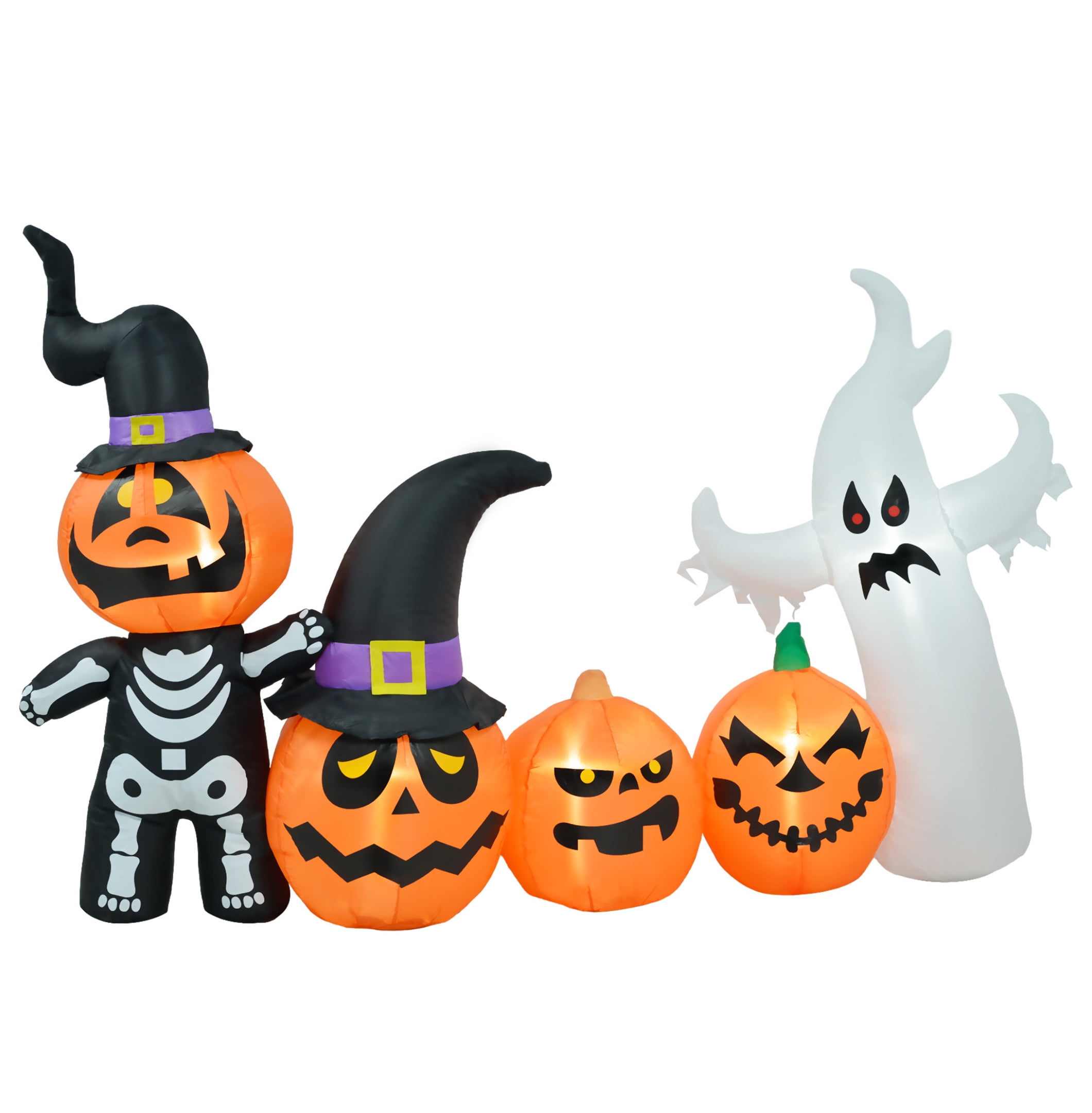 7.5ft Inflatables Pumpkin Ghost Family, Blow Up Decorations Outdoor LED ...