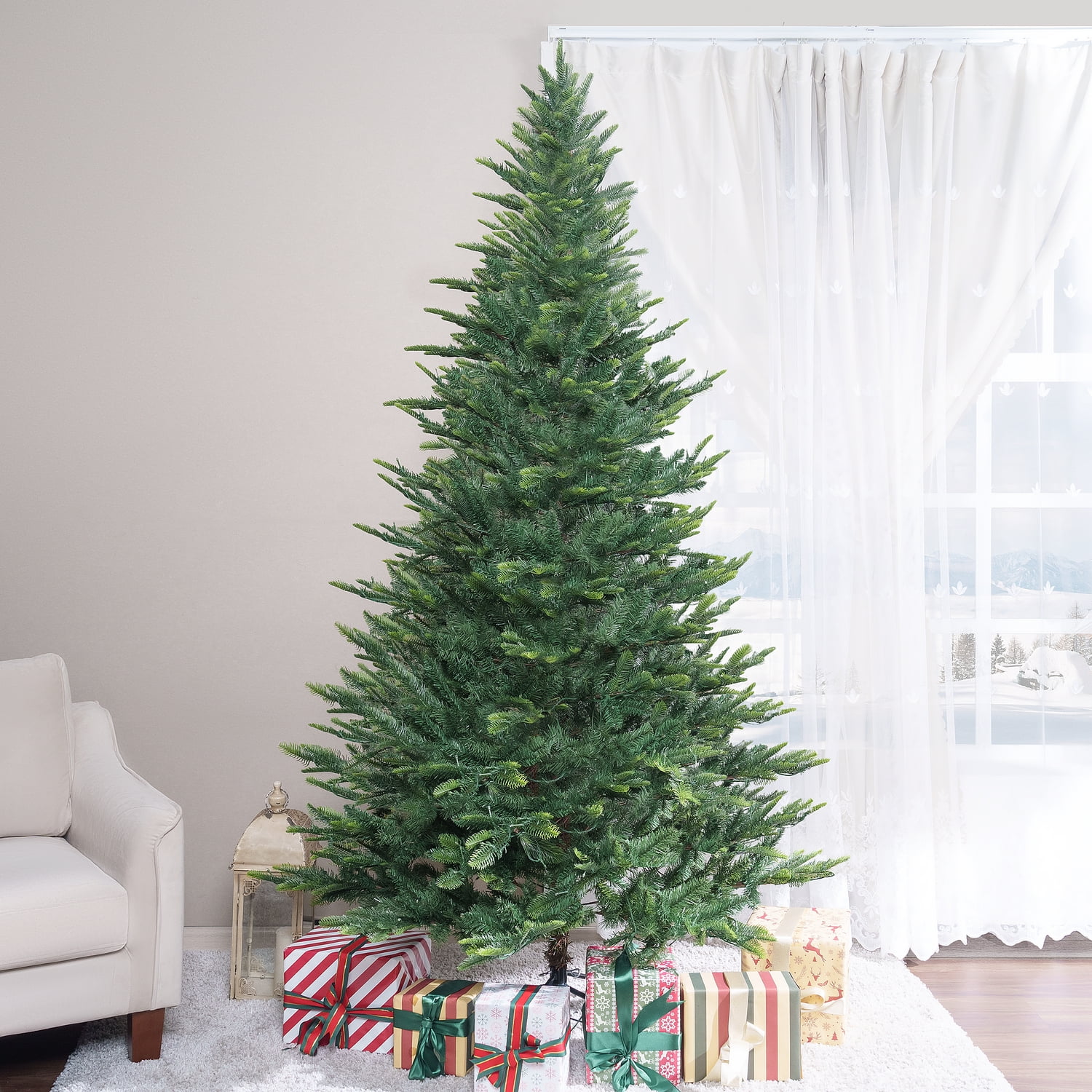 7.5ft Nordic Christmas Tree with Lights, Tree Prelit with 1266 Branch ...