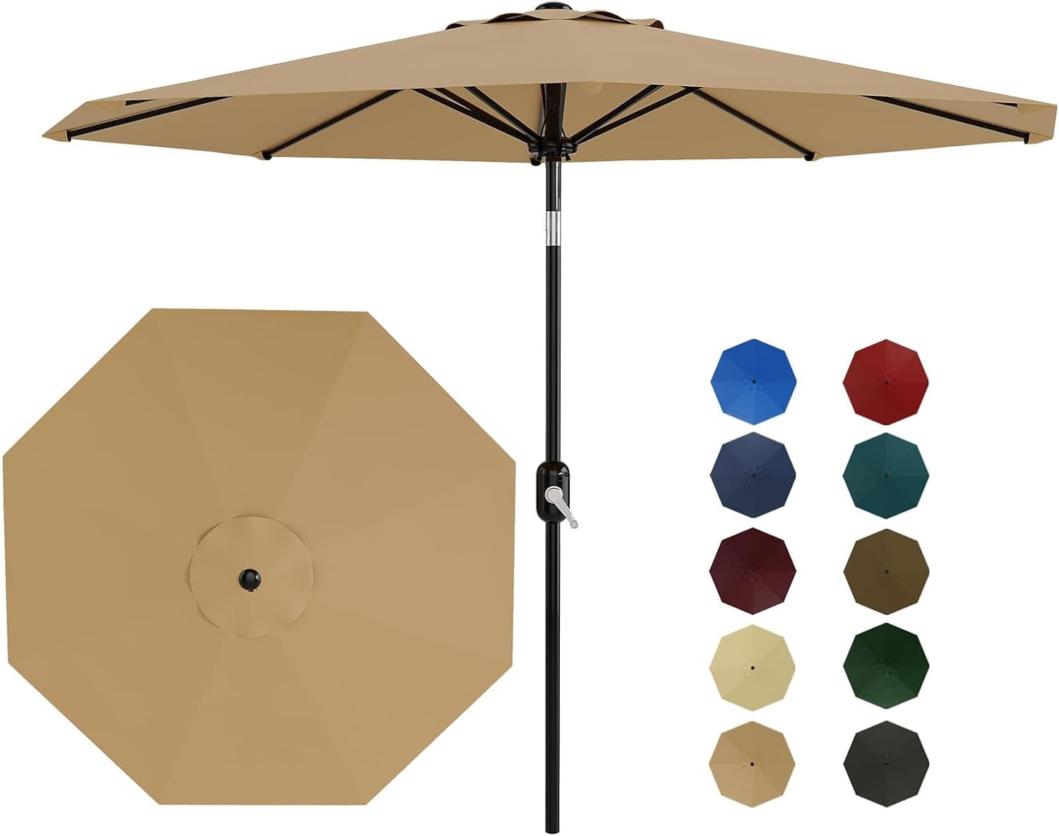 7.5ft Outdoor Patio Umbrella, UV Protection, Adjustable Tilt, Crank ...