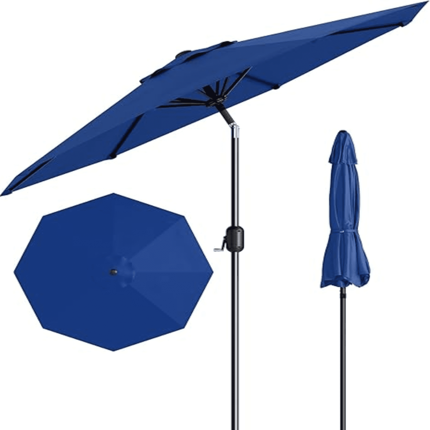 7.5ft Outdoor Patio Umbrella with 6-Rib Market Umbrella for Garden Deck ...