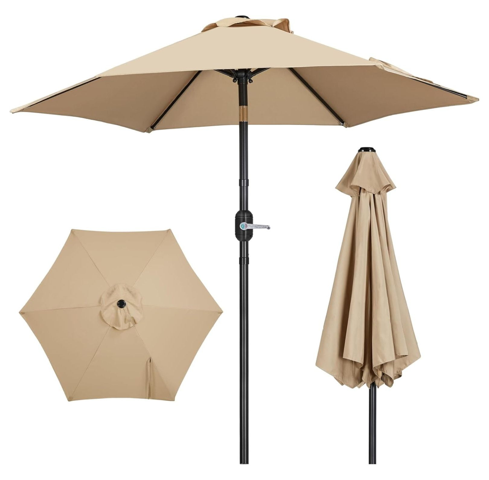 7.5ft Outdoor Patio Umbrella with Push Button Tilt and Crank, UV ...
