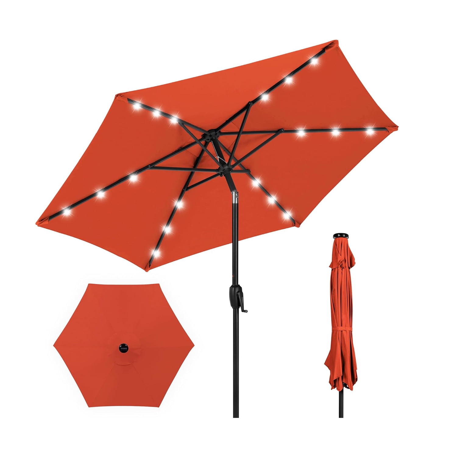 7.5ft Outdoor Solar Table Patio Umbrella, Adjustment Market Umbrella ...