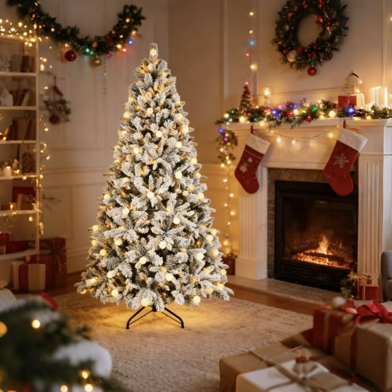 7.5ft PE/PVC Hard Needle Mixed Christmas Tree with Memory Wire & Power ...