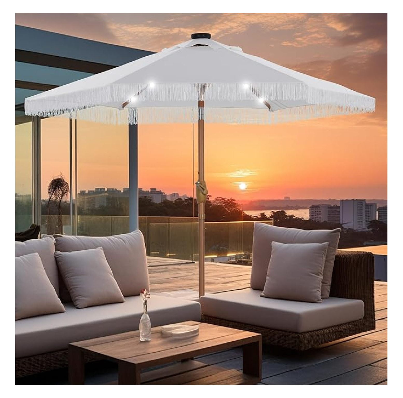 7.5ft Patio Umbrella Outdoor, Garden Table Umbrella with Crank & Tilt ...