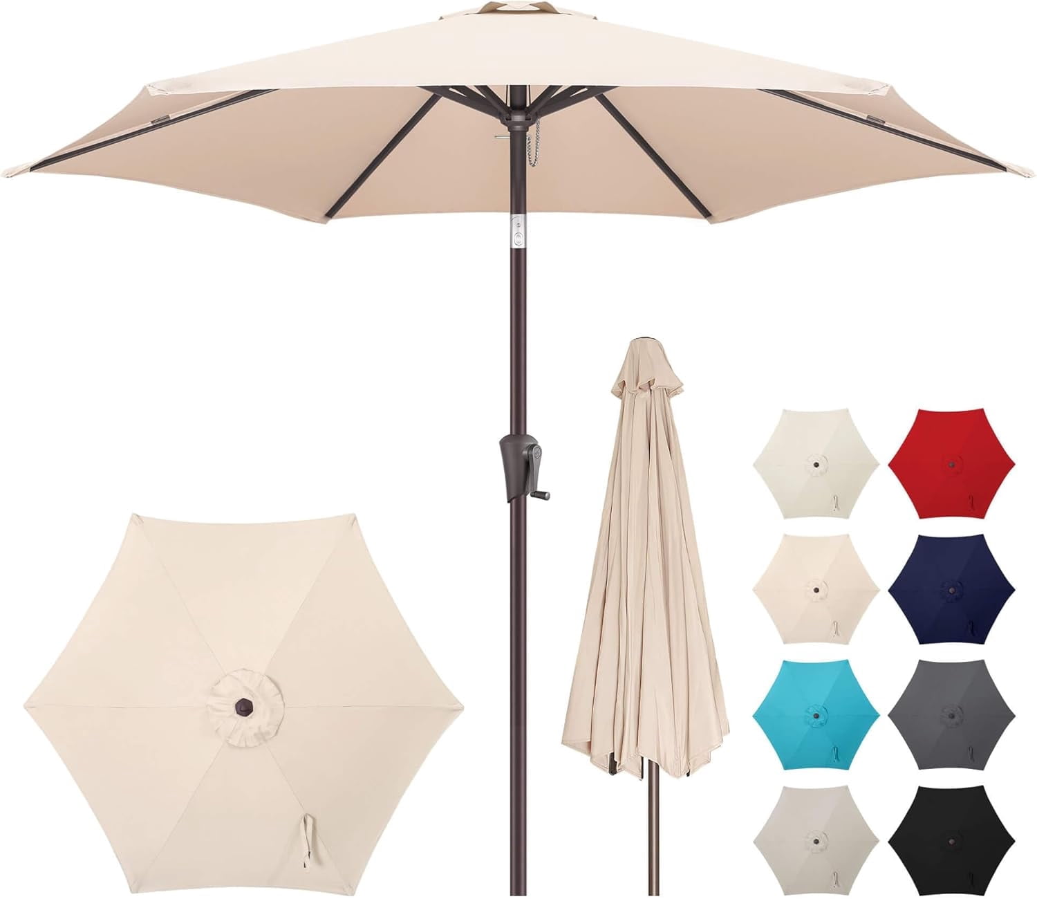 7.5ft Patio Umbrella - Waterproof UV Protection Sun Shade with Tilt ...