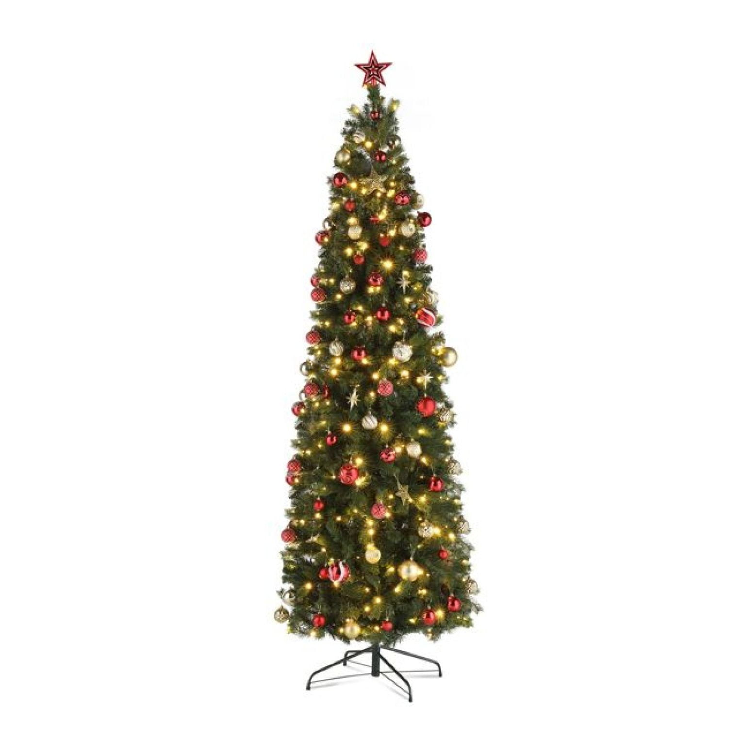 7.5ft Pencil Christmas Tree - 350 Lights Warm White , Color Changing ...