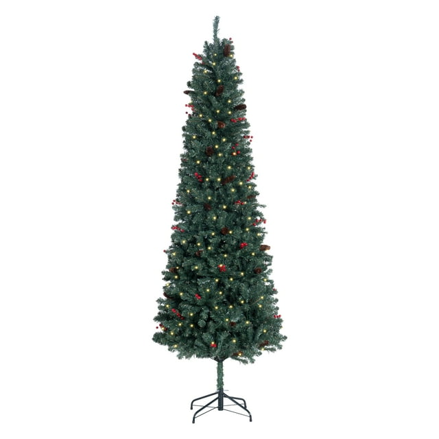 7.5ft Pencil Christmas Tree with Lights, Slim Christmas Tree Prelit ...