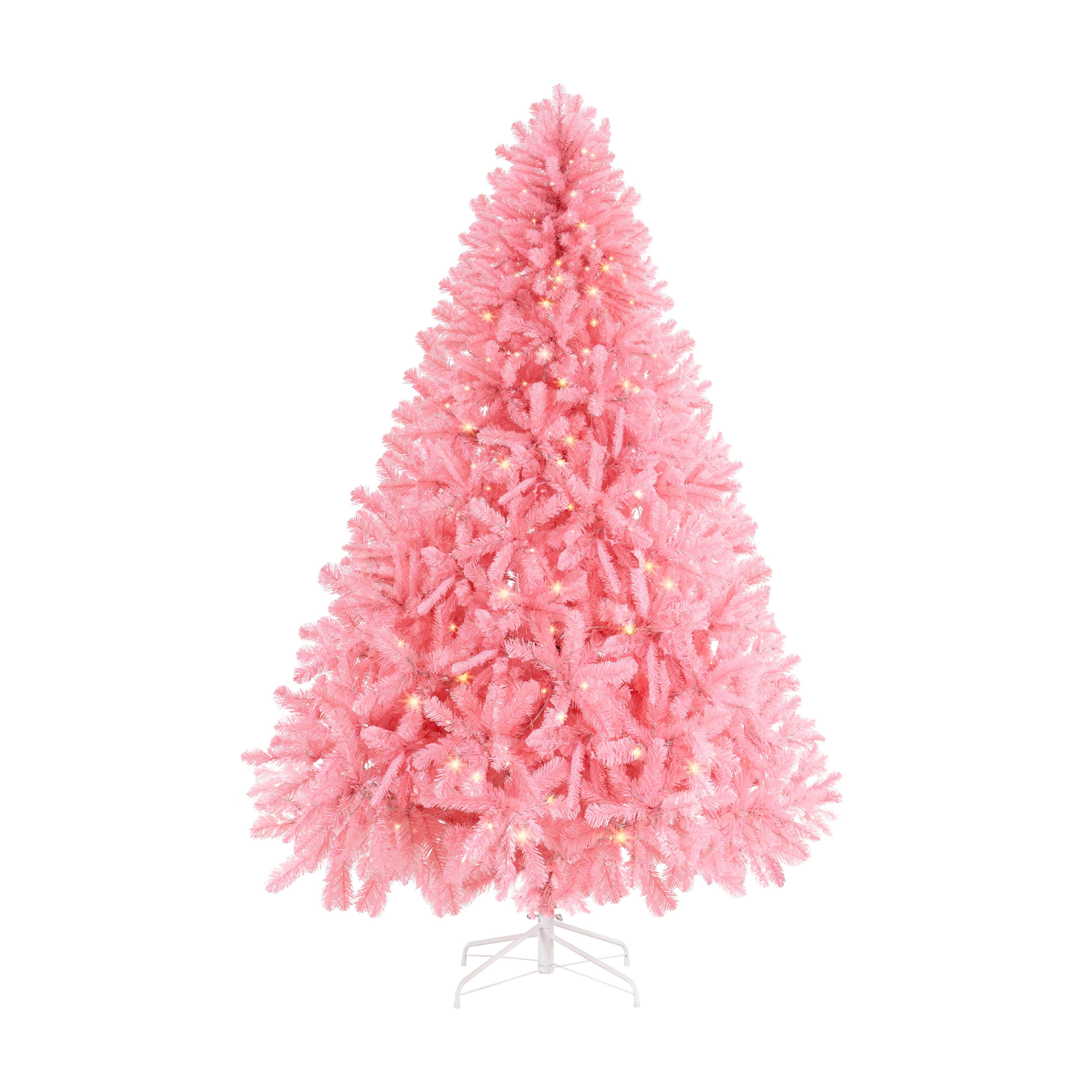 Homestock 7.5ft Pink Christmas Tree(Prelit)-1412 Branch Tips, 600 ...