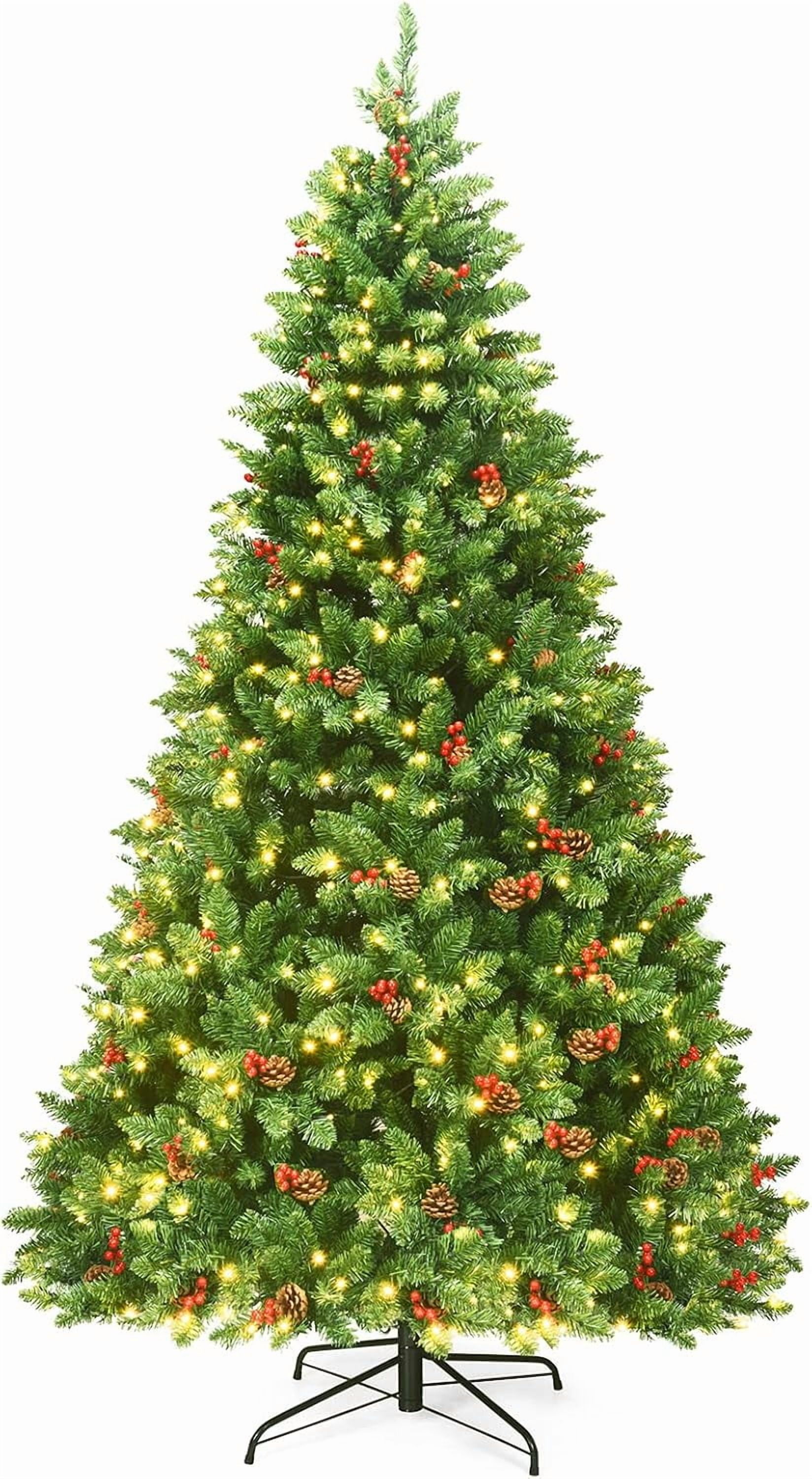 7.5ft Pre-Lit Artificial Christmas Tree w/ 1526 PVC Branch, 550 UL ...