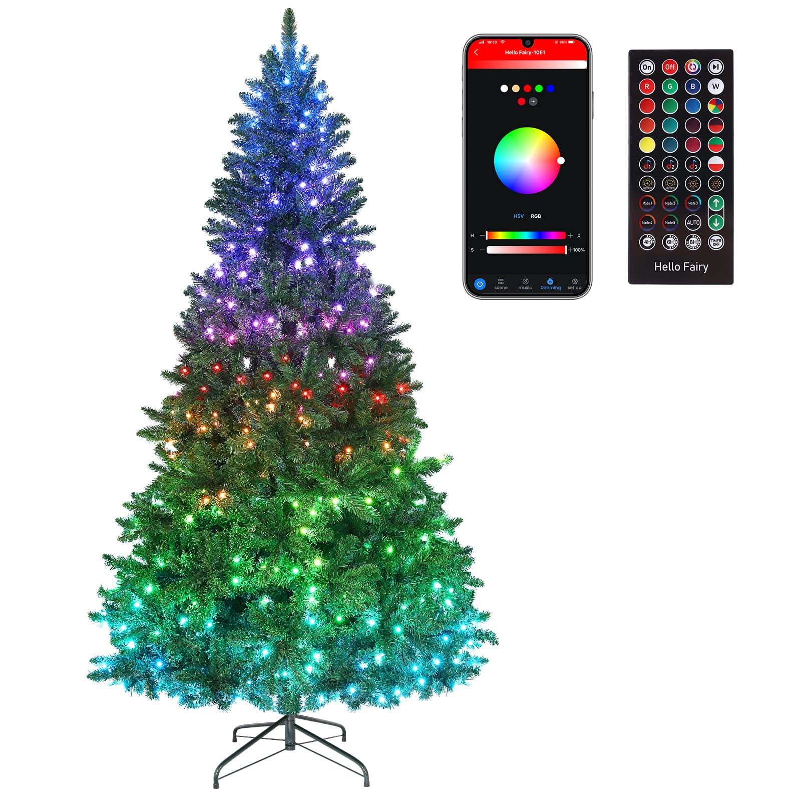 7.5ft Preassembled Christmas Tree with 400 LED Lights, Artificial Slim ...