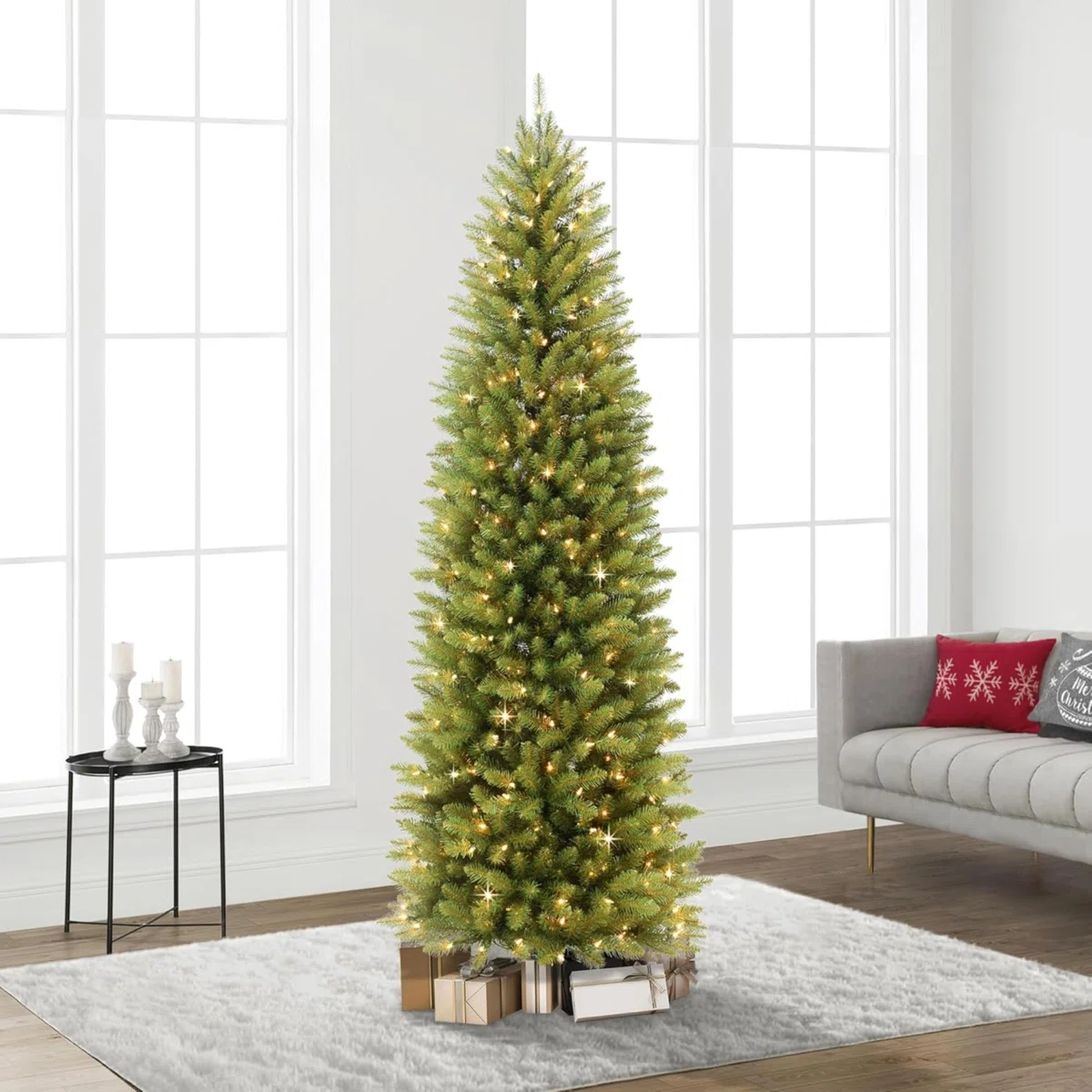 7.5ft Prelit Christmas Tree, Slim Fraser Fir Artificial Tree Holiday ...