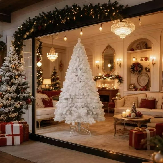 7.5ft Premium White Christmas Tree – Lifelike Full-Bodied Festive ...