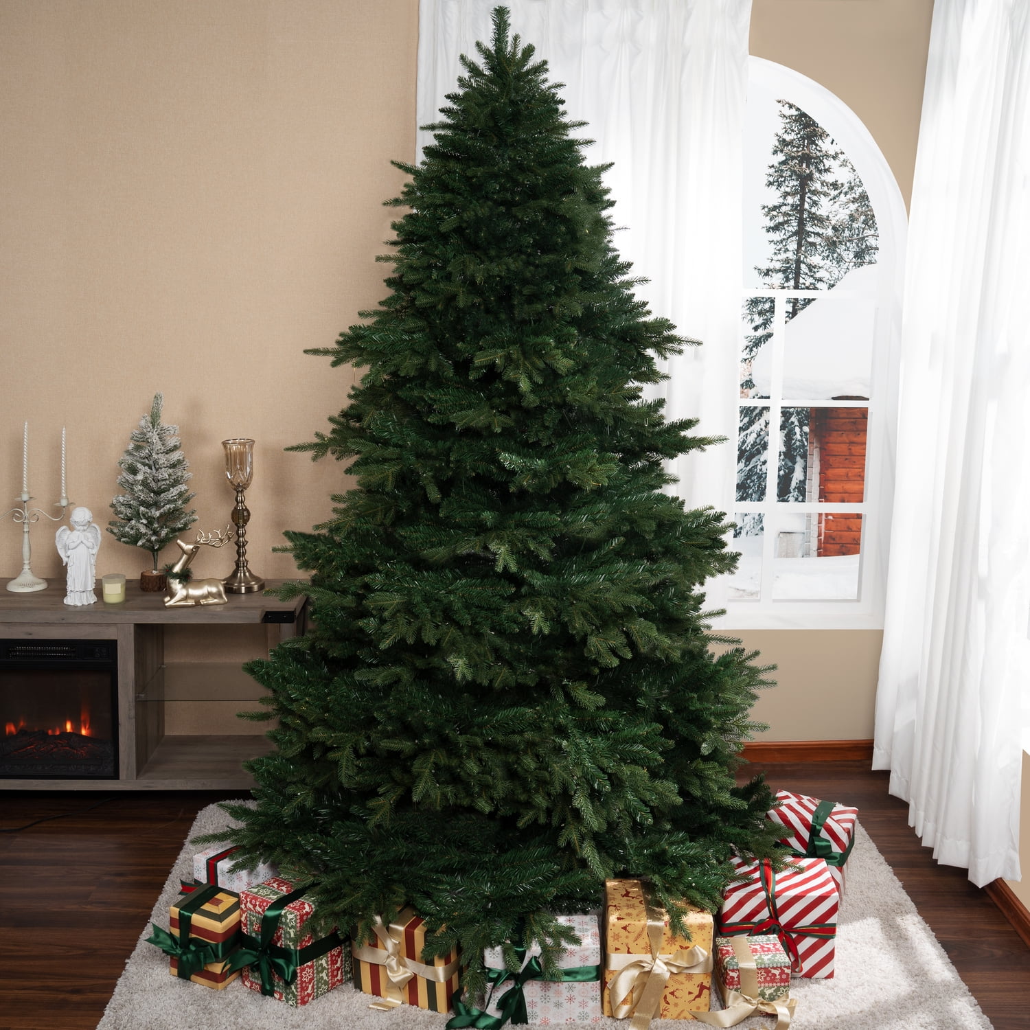 Cynthia Prelit Artificial Christmas Tree, Realistic Rustic Christmas ...