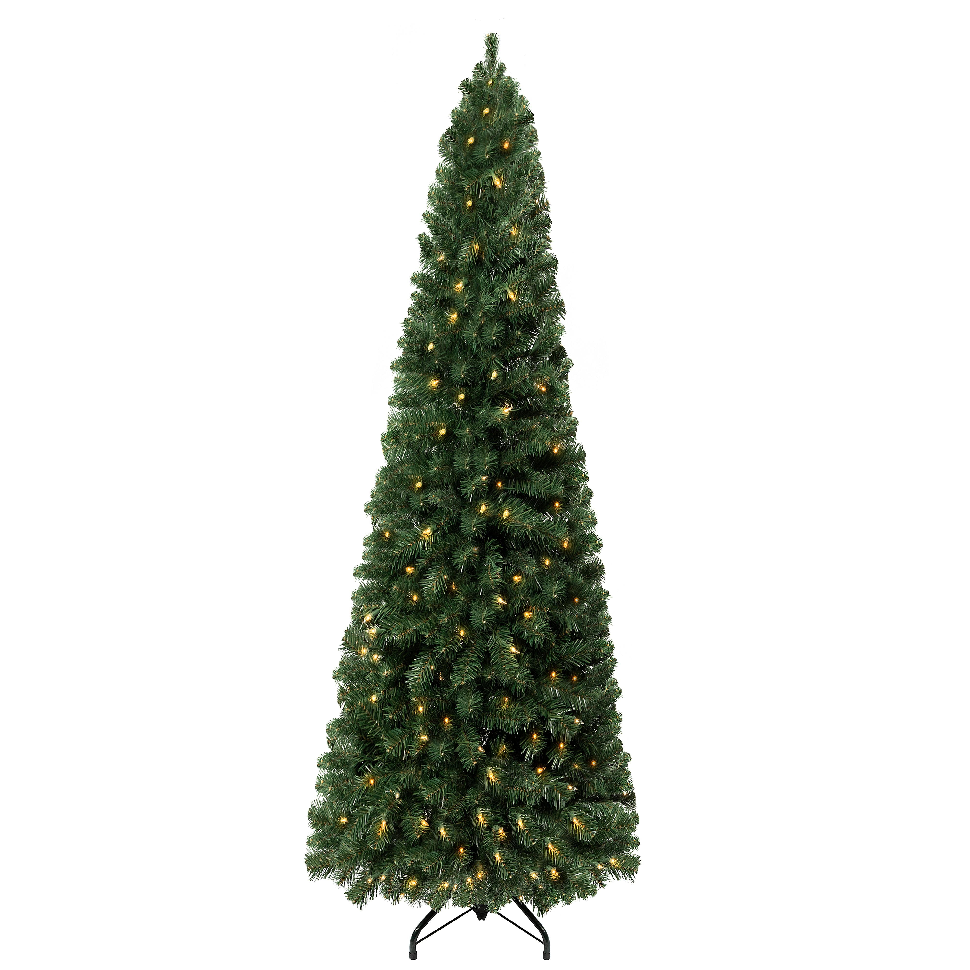 7.5ft Slim Christmas Tree with Lights, Christmas Tree Prelit with 1102 ...
