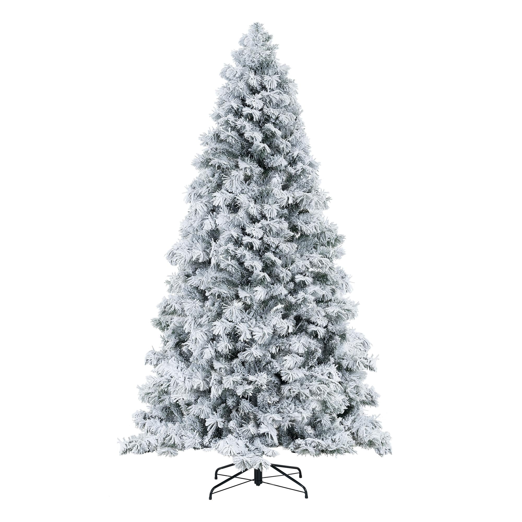 Homestock 7.5ft Artificial Xmas Tree with LED Lights, Snow Flocked, 892 ...