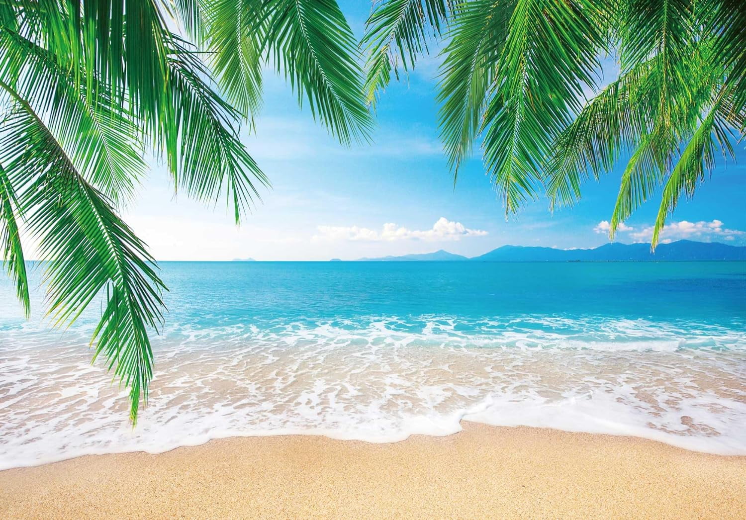 7×5ft Tropical Beach Seaside Backdrop Summer Hawaiian Luau Palm Leaves ...