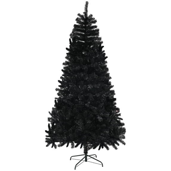 7.5ft Unlit Artificial Black Christmas Tree, Holiday Decor with 1346 ...