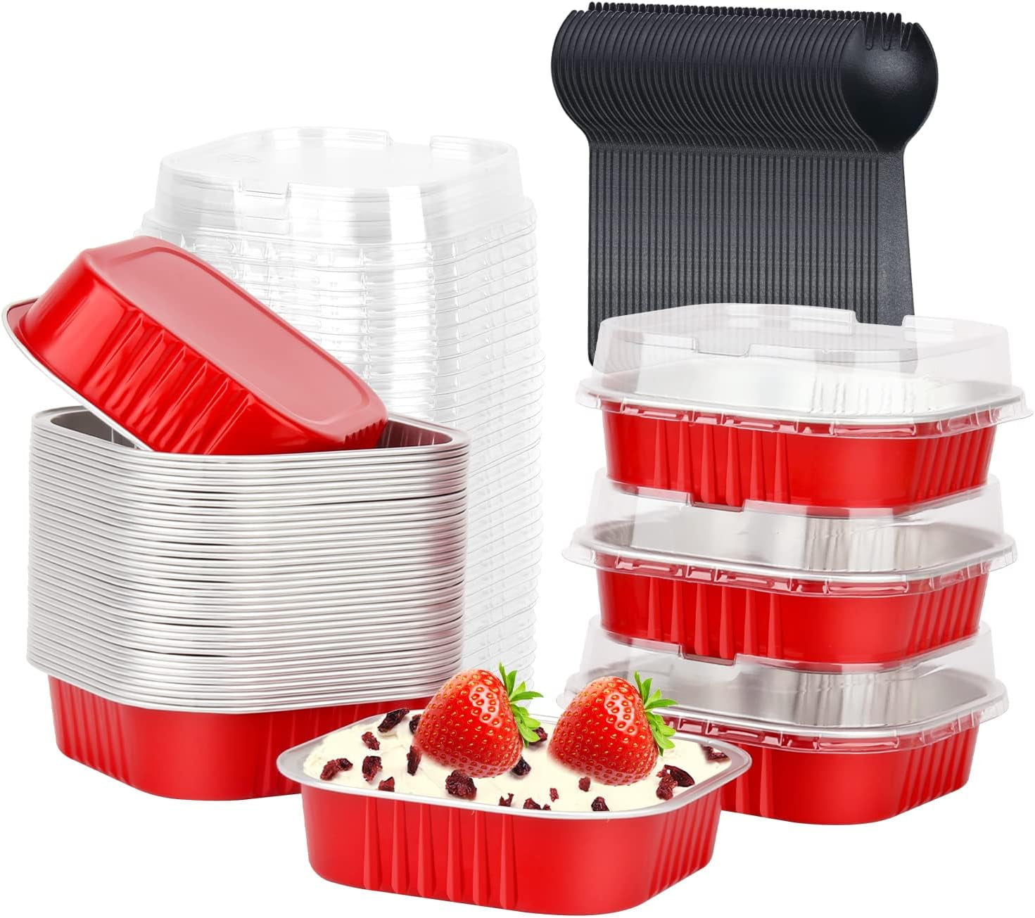 7.5oz Brownie Pans Disposable Ramekins 40 Pack, Aluminum Foil Cupcake ...