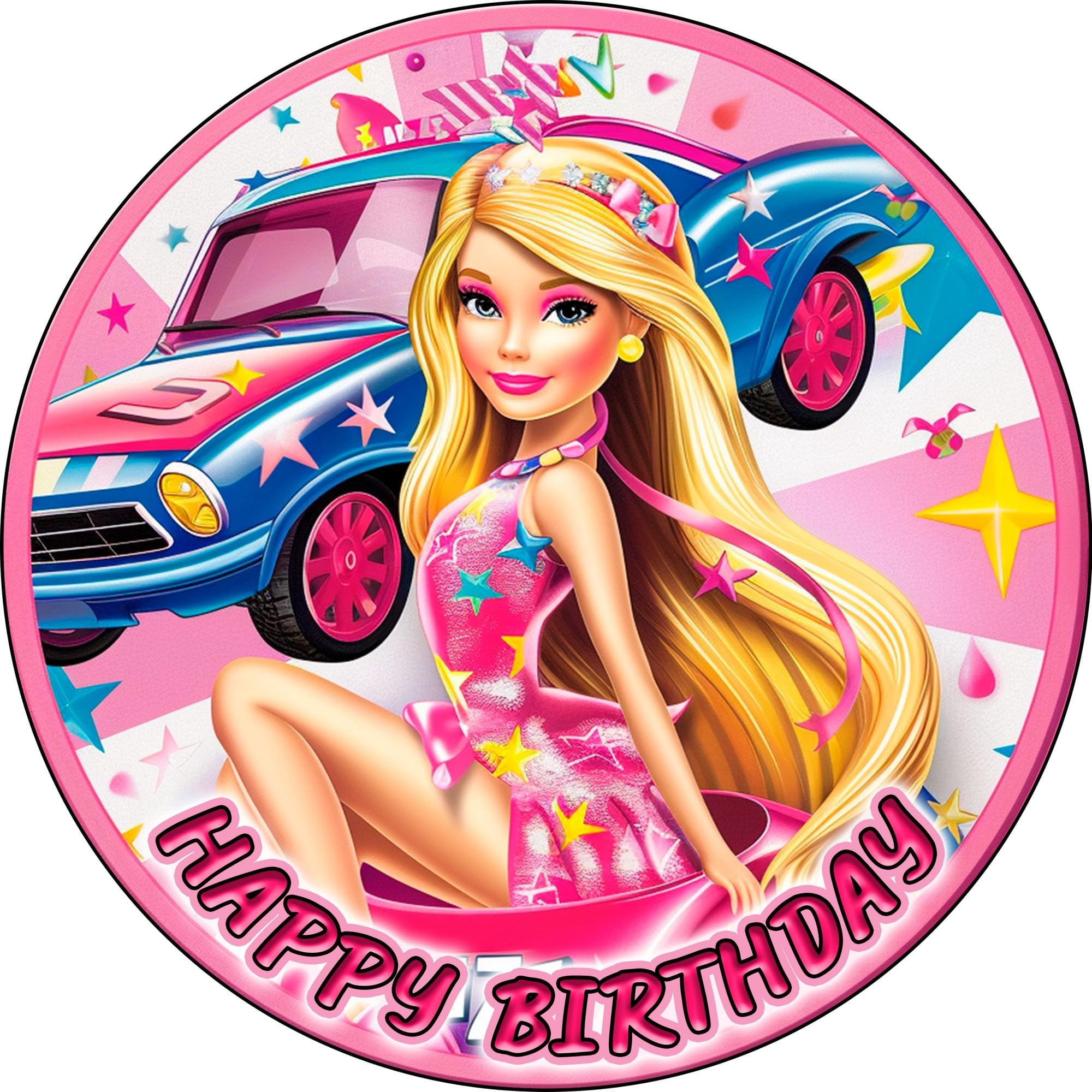 7.5x Inch Edible Cake Toppers –Fashion Doll Girl Pink Themed Birthday ...