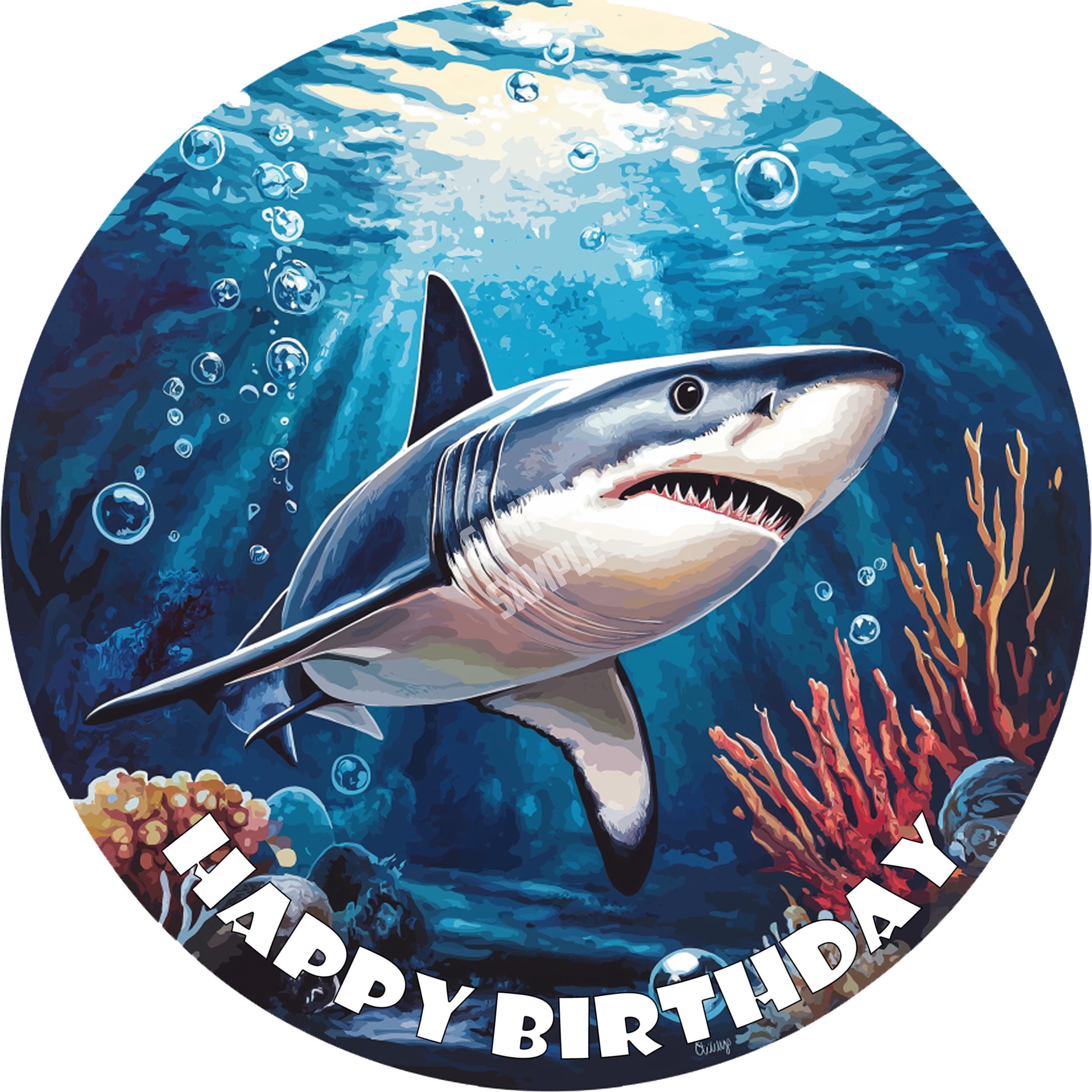 7.5x Inch Edible Cake Toppers – Shark Themed Birthday Party Collection ...