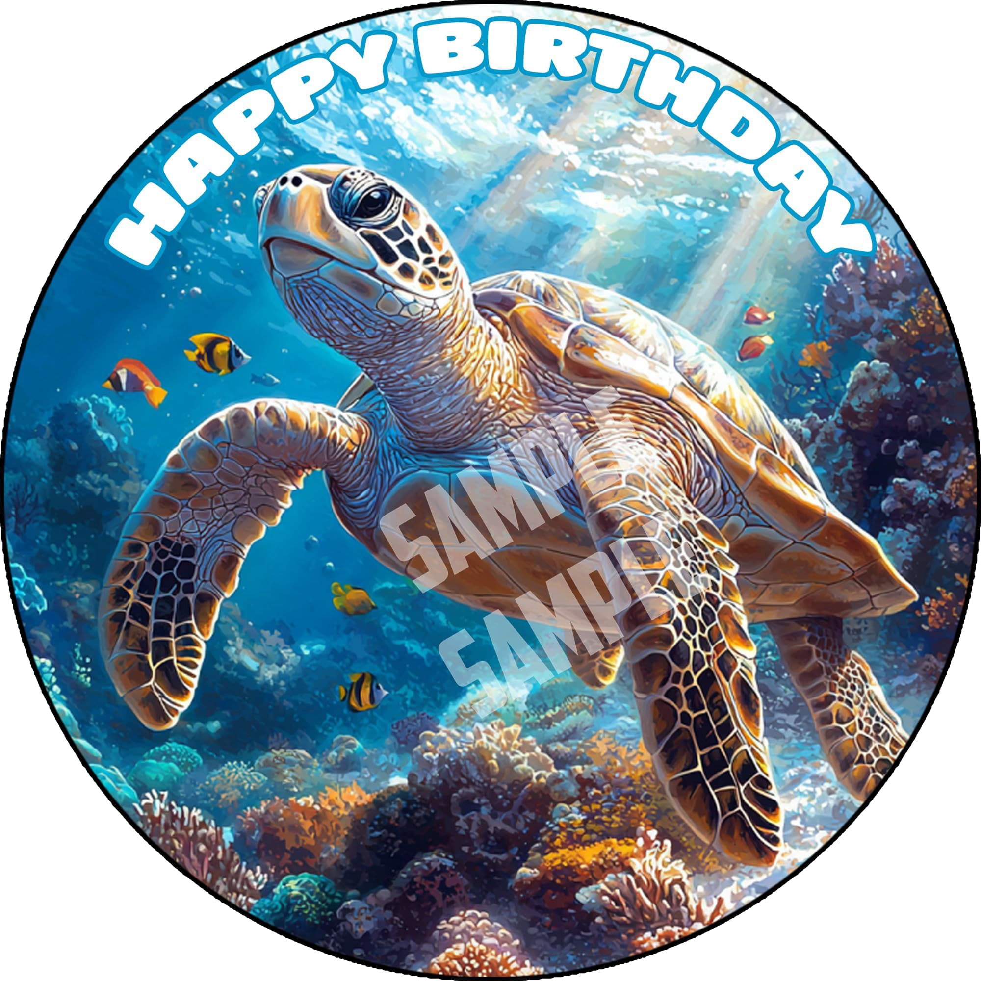 7.5x Inch Edible Cake Toppers – Turtle Themed Birthday Party Collection ...