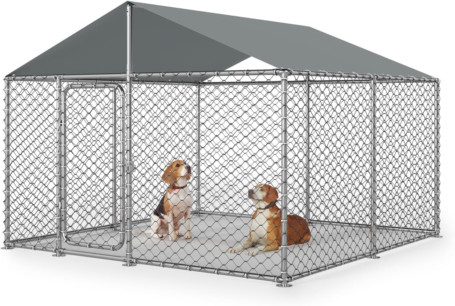 7.5x7.5 FT Outdoor Dog Kennel Outside with Metal Large Dog Gate ...