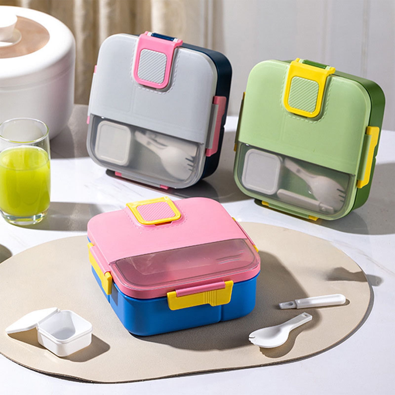 7.5x7x2.8 Inch Green Plastic Leakproof Microwaveable Bento Box with ...