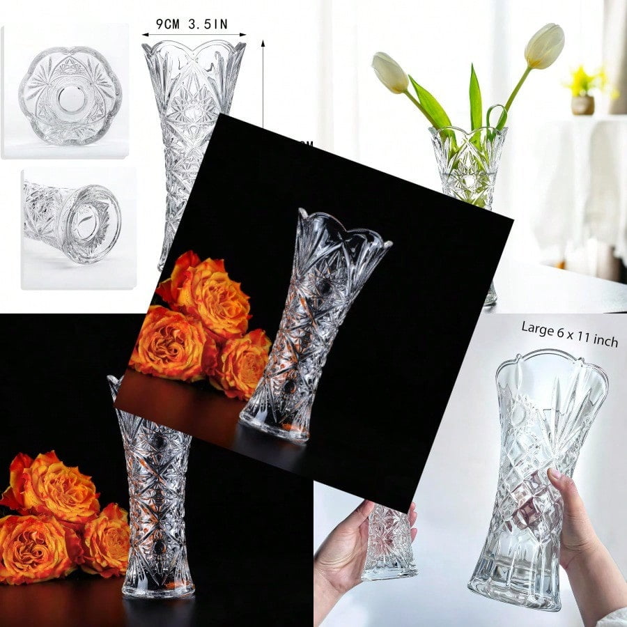 7.6 Clear Glass Flower VaseThickened Crystal Glass Vase for Flowers ...