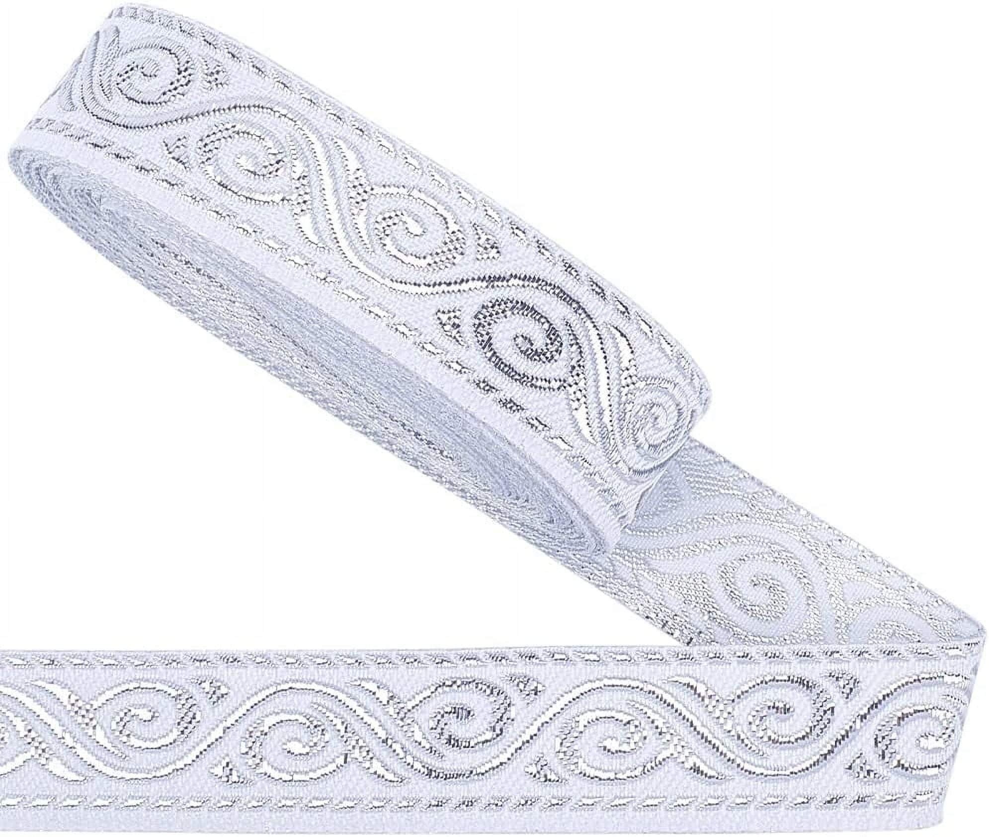 7.6 Yards Ethnic Jacquard Ribbon 4/5 Inch Vintage Metally Embroideried ...