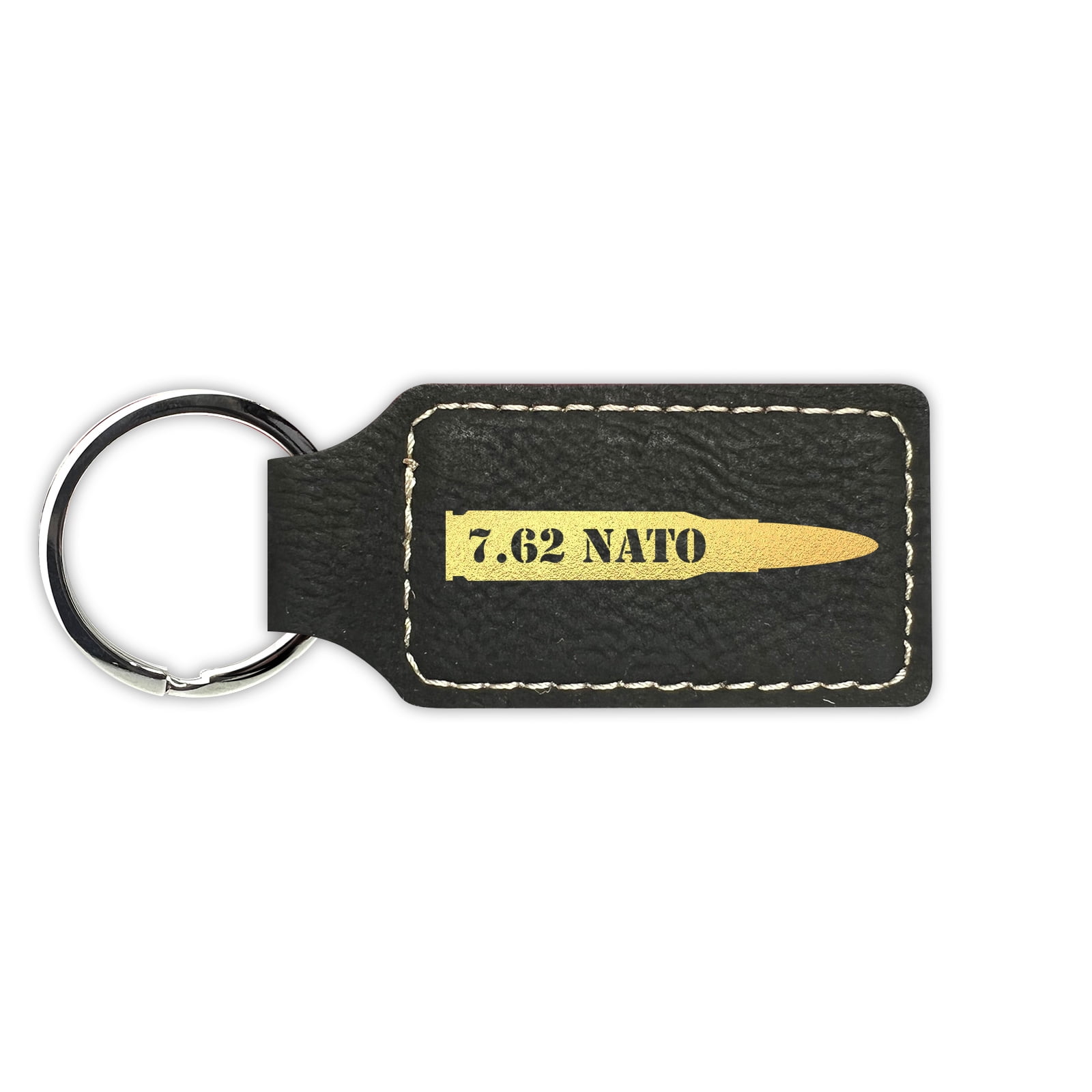 7.62 NATO Bullet Keychain Leatherette Rectangle - Laser Engraved - Many ...