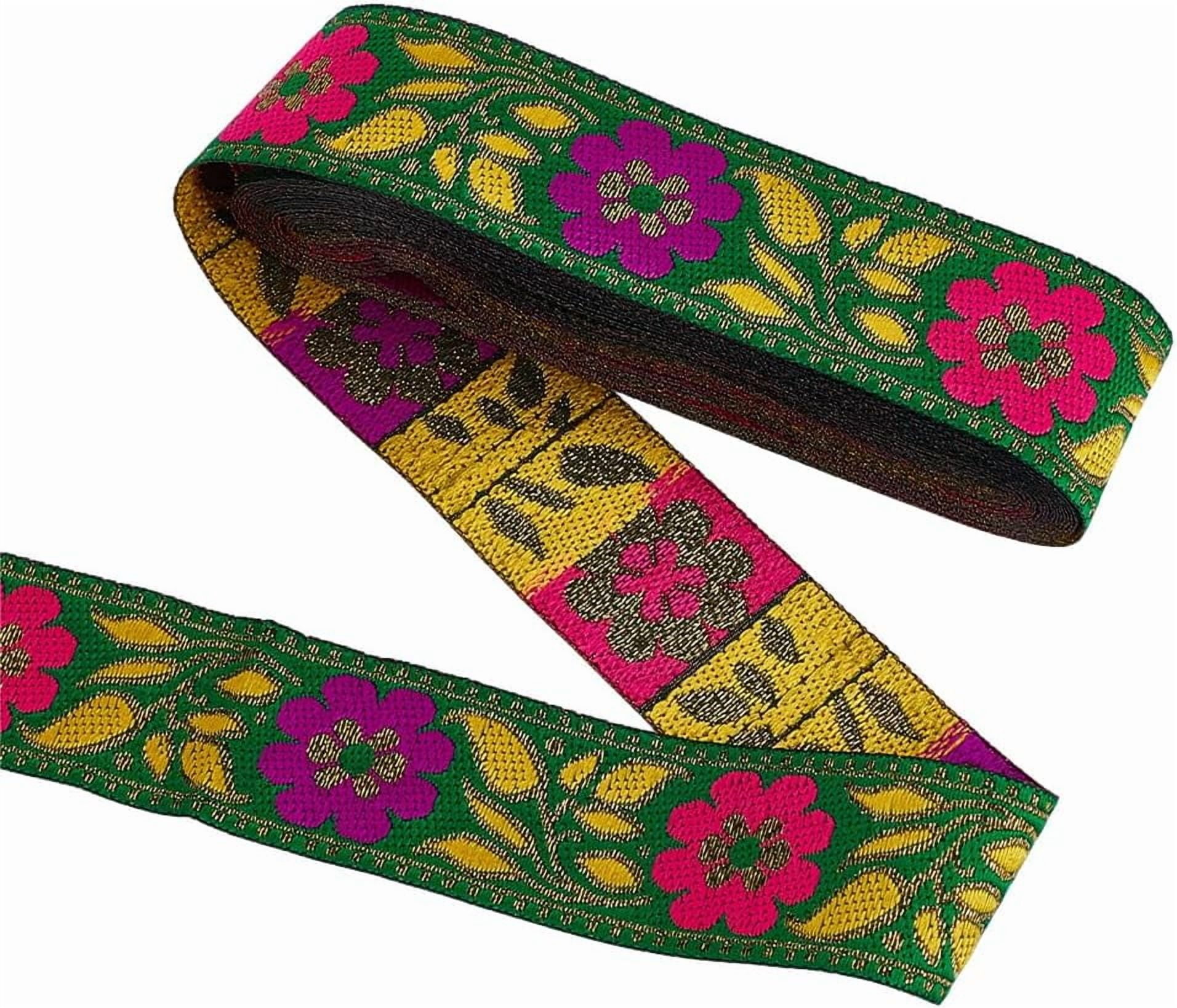 7.66 Yards Colorful Flower Pattern Jacquard Ribbon 1.32 inch Wide ...