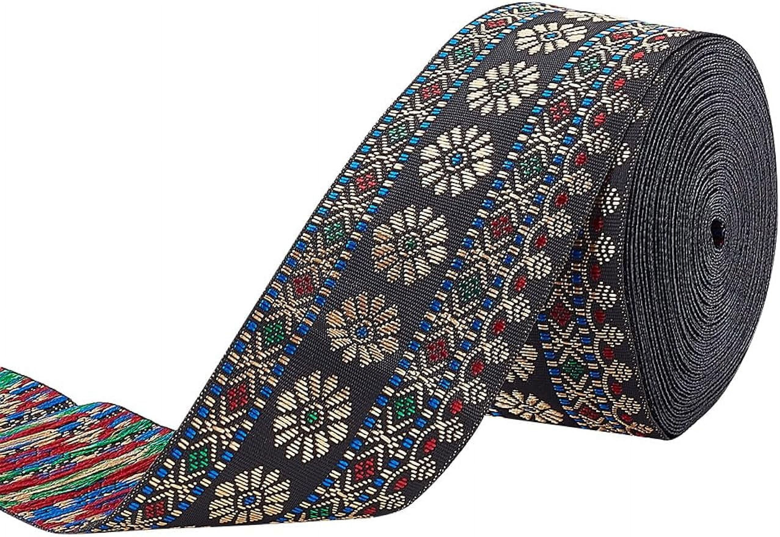 7.66Yards 1-5/8Inch Black Jacquard Single Face Embroideried Lace Trim ...