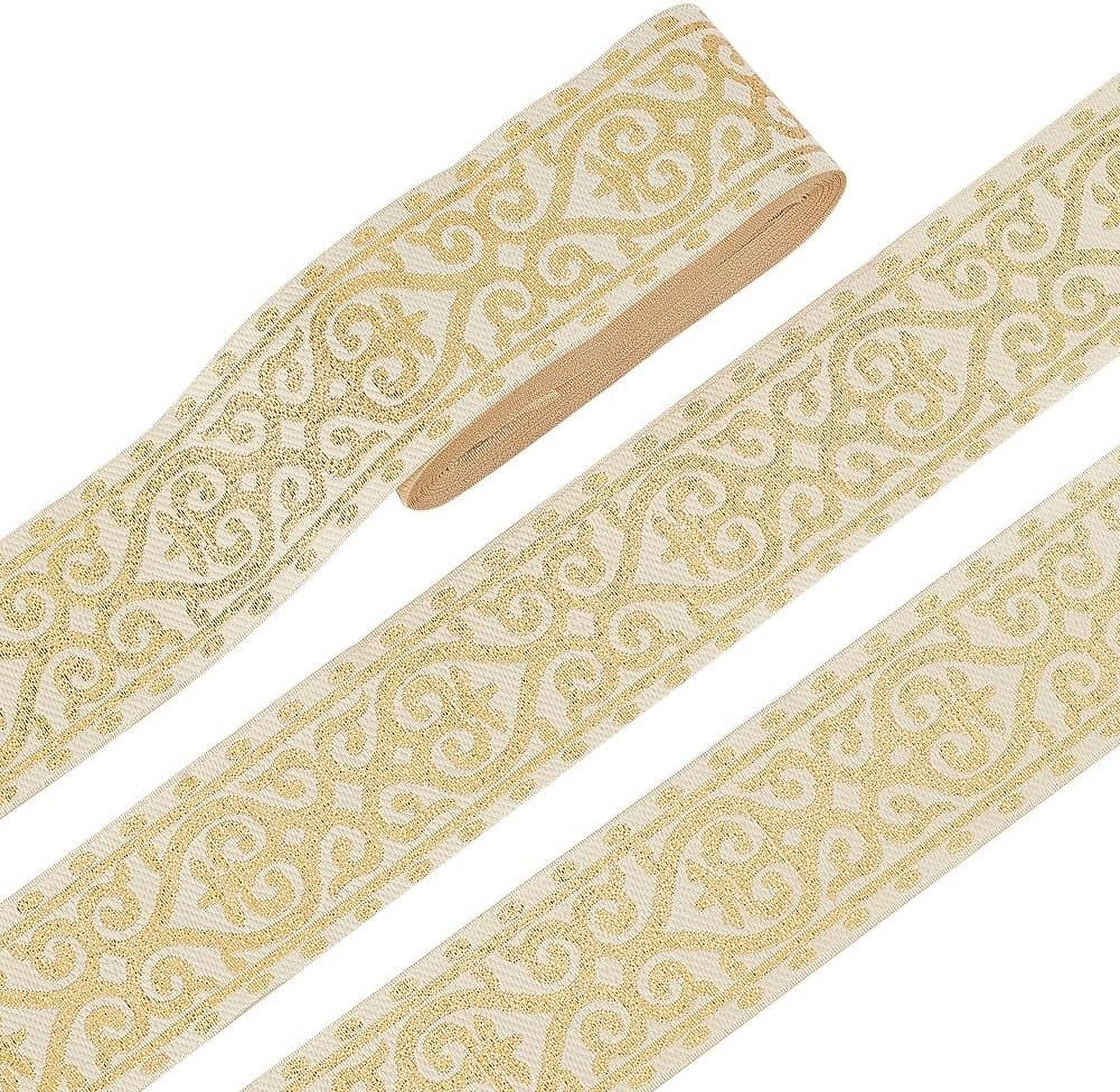 7.66Yards 2 inch Gold Embroidery Jacquard Trim Boho Jacquard Ribbon ...