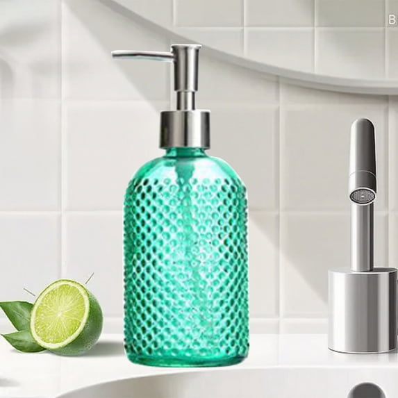 7.68x2.95x2.95in Glass Hand Soap Dispenser, Wenini Refillable Lotion ...