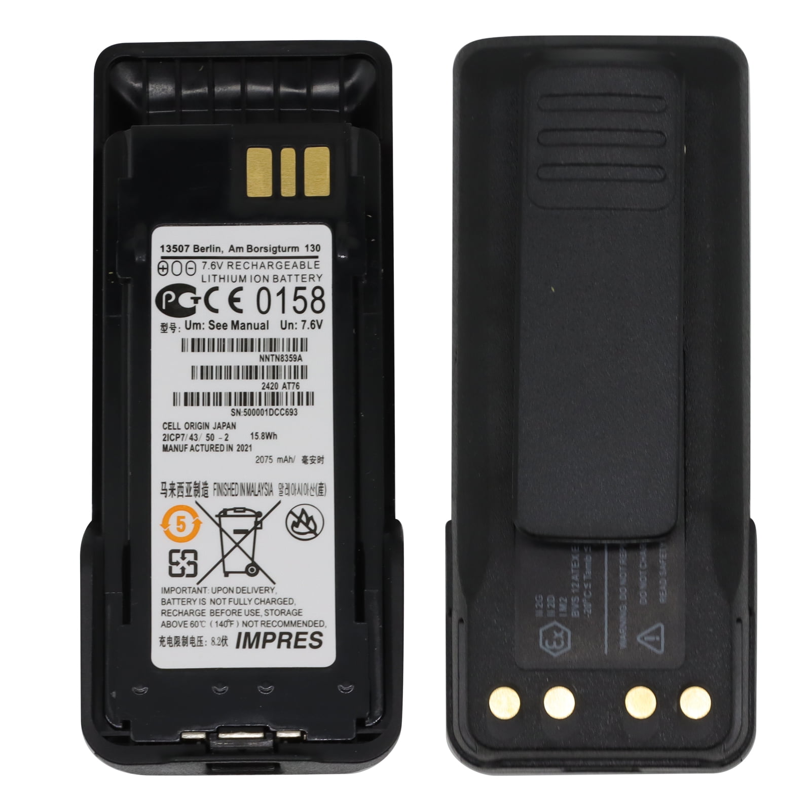 7.6V 2075mAh Battery ATEX Impres For Motorola NTN8359 NNTN8359A ...