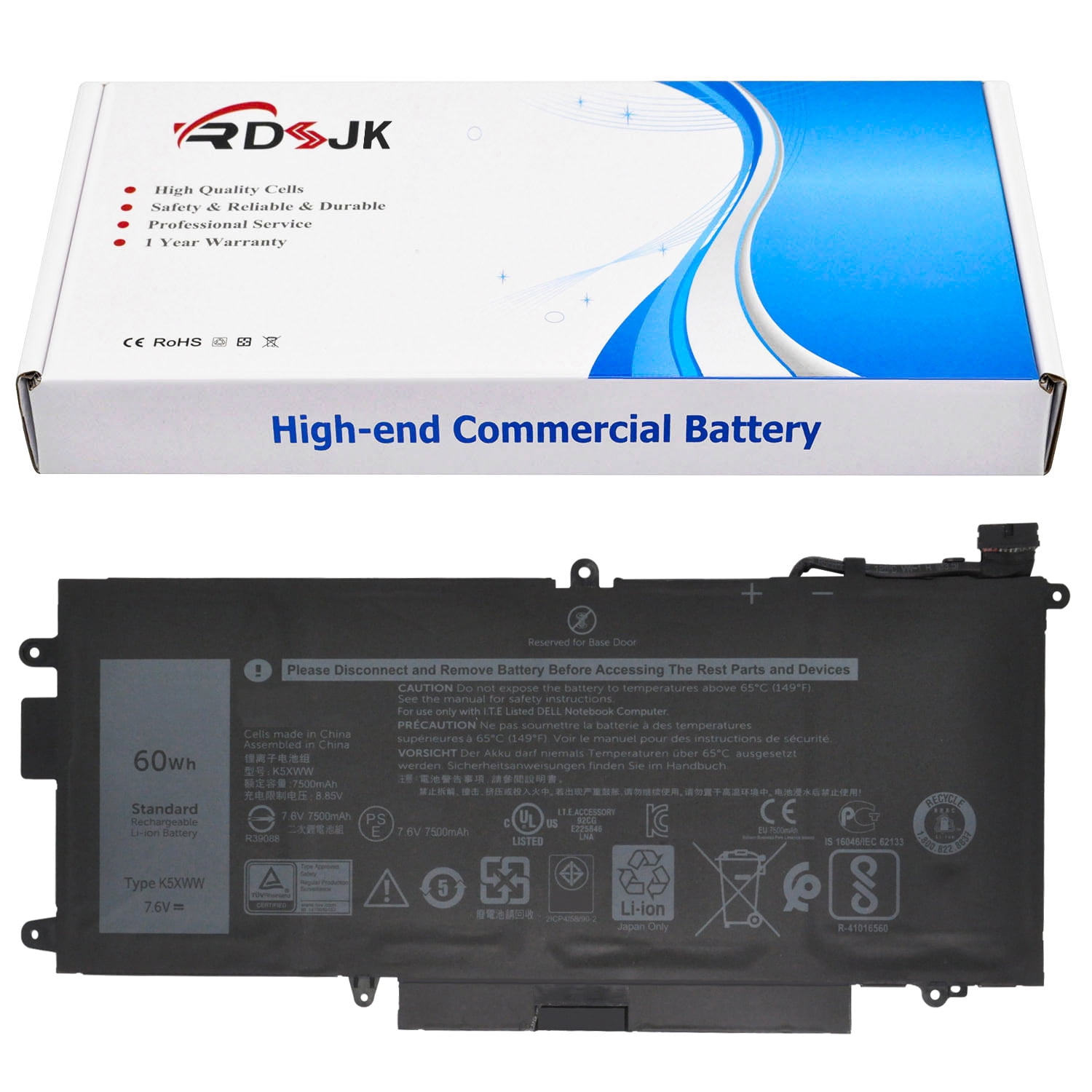 7.6V 60Wh K5XWW Laptop Battery Replacement for Dell Latitude 7389 ...