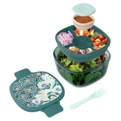 7.6c Glass All-in-One Salad Container Mod Curves - Walmart.com