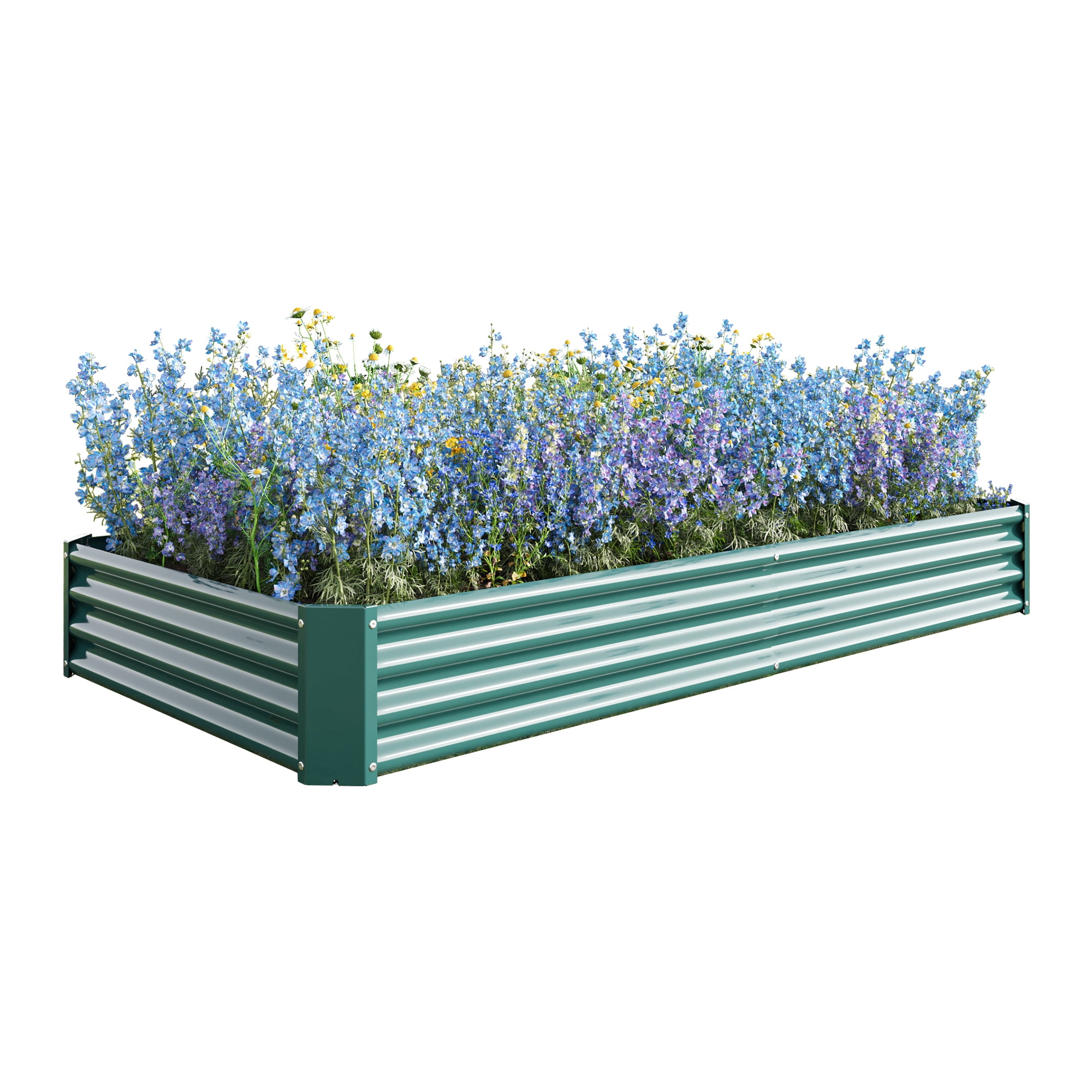 7.6x3.7x1ft Raised Garden Bed, Rectangle Galvanized Steel Raised ...