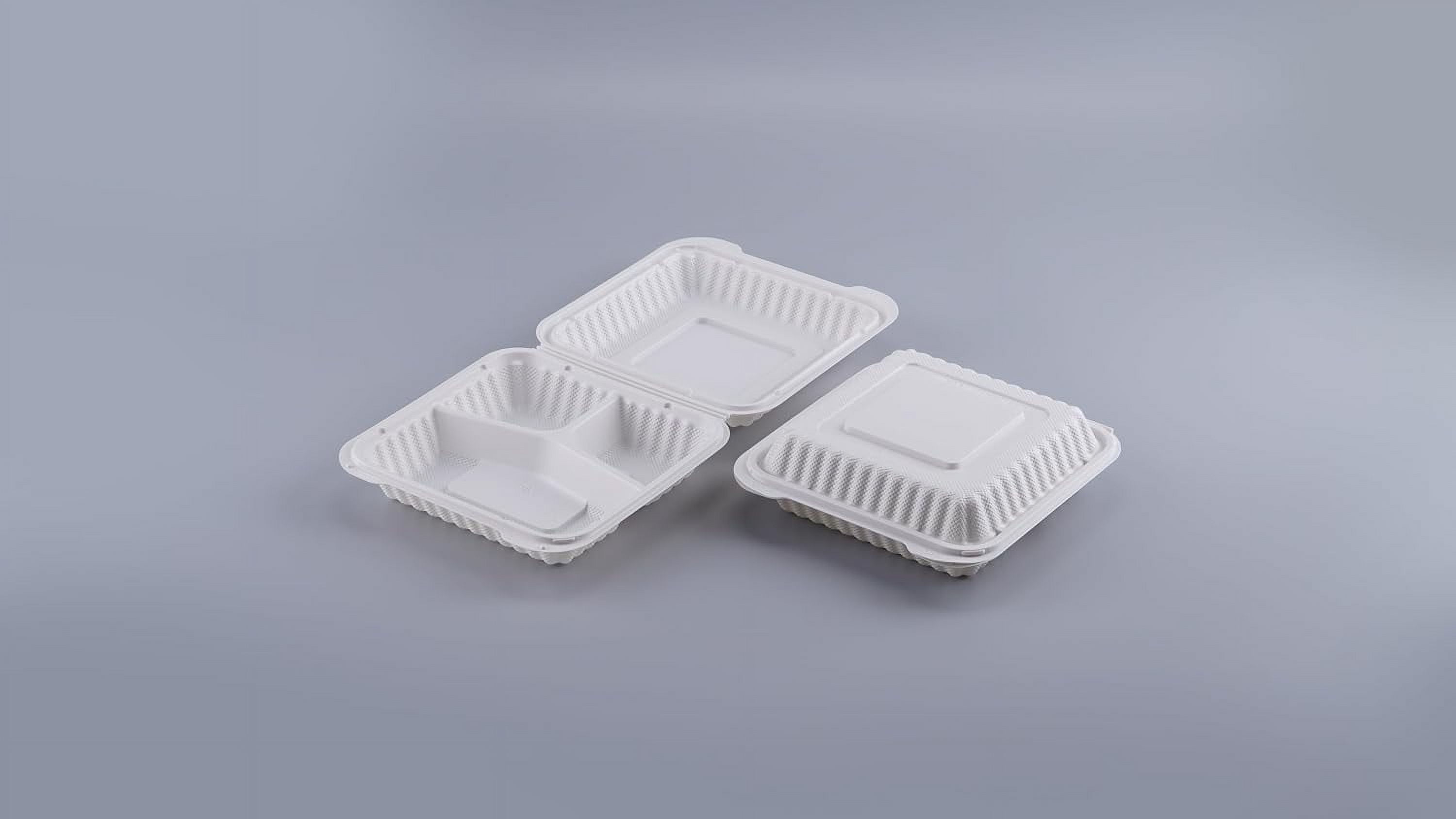7"×7" 3-Compartment- 150 Pack Plastic Clamshell Take Out Food ...
