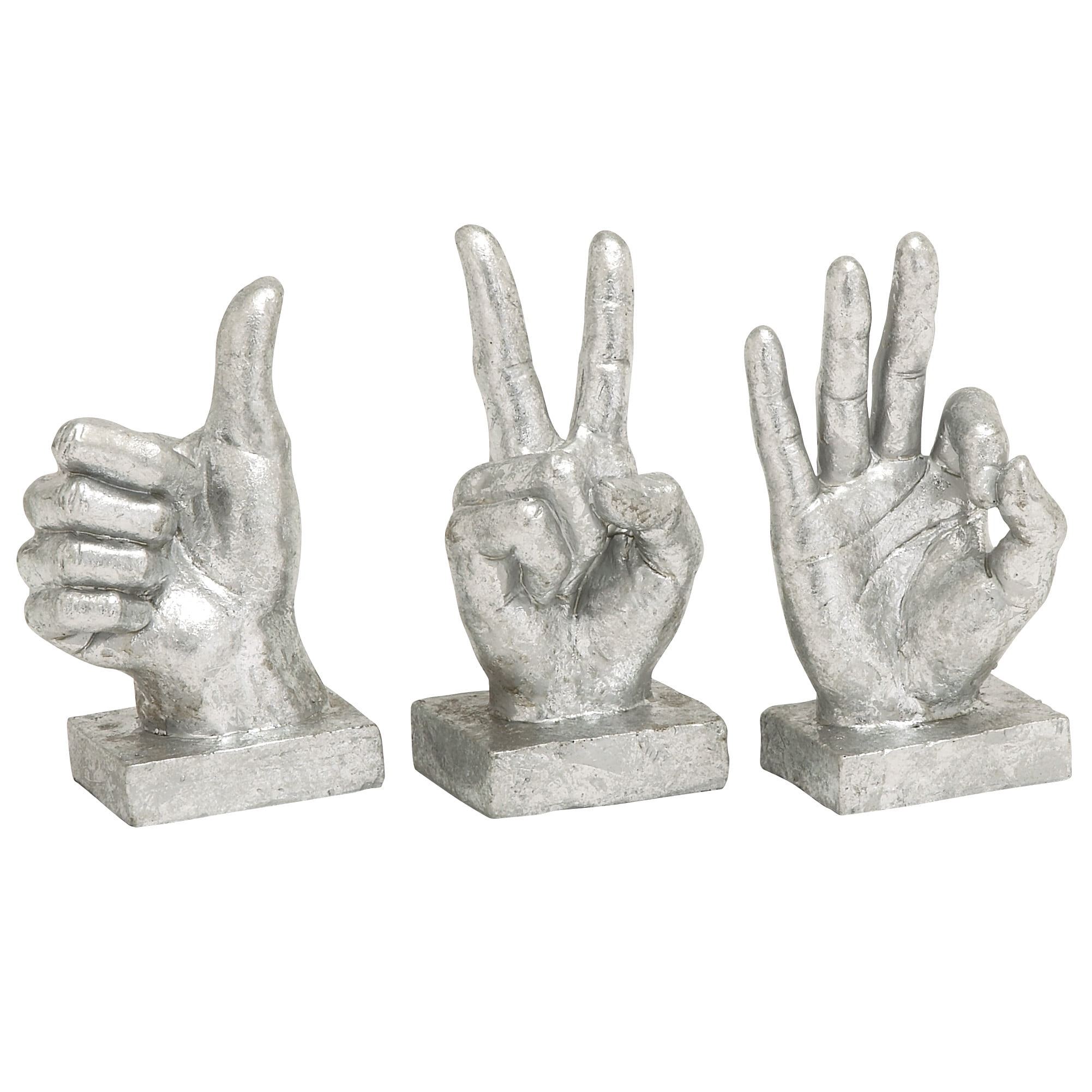 7", 7", 6"H Silver Polystone Hands Sculpture, by CosmoLiving by ...
