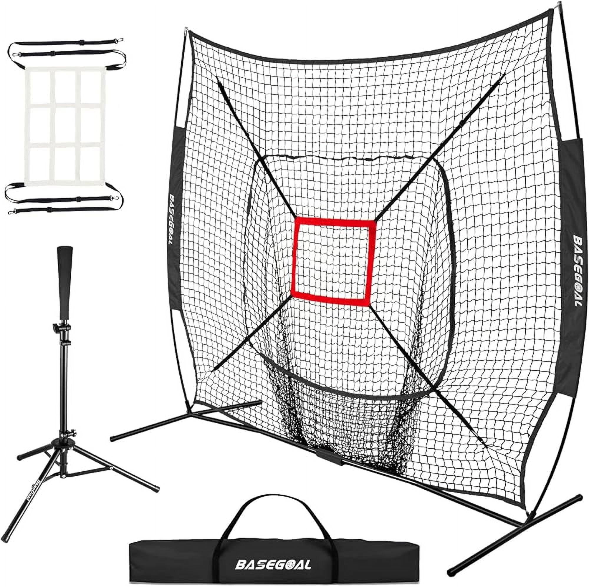 7'×7' Baseball Backstop Net Set, Baseball Softball Practice Net with ...