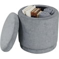 7.7 Gallon Round Storage Ottoman Foot Rest with Acacia Wood Frame ...