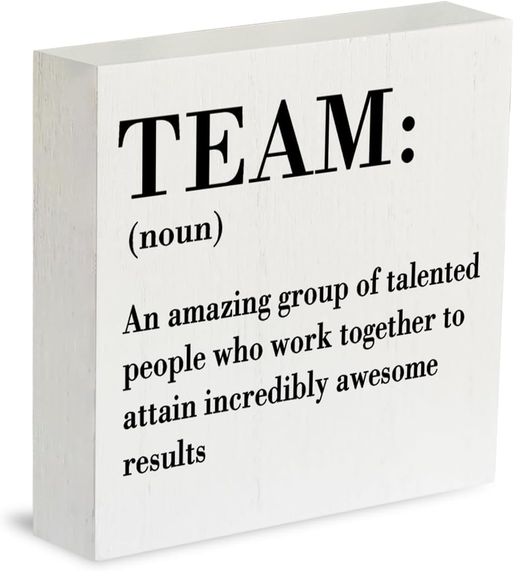 7"×7" Inspirational Team Noun Desk Decor, Team Sign Office Wooden Box ...