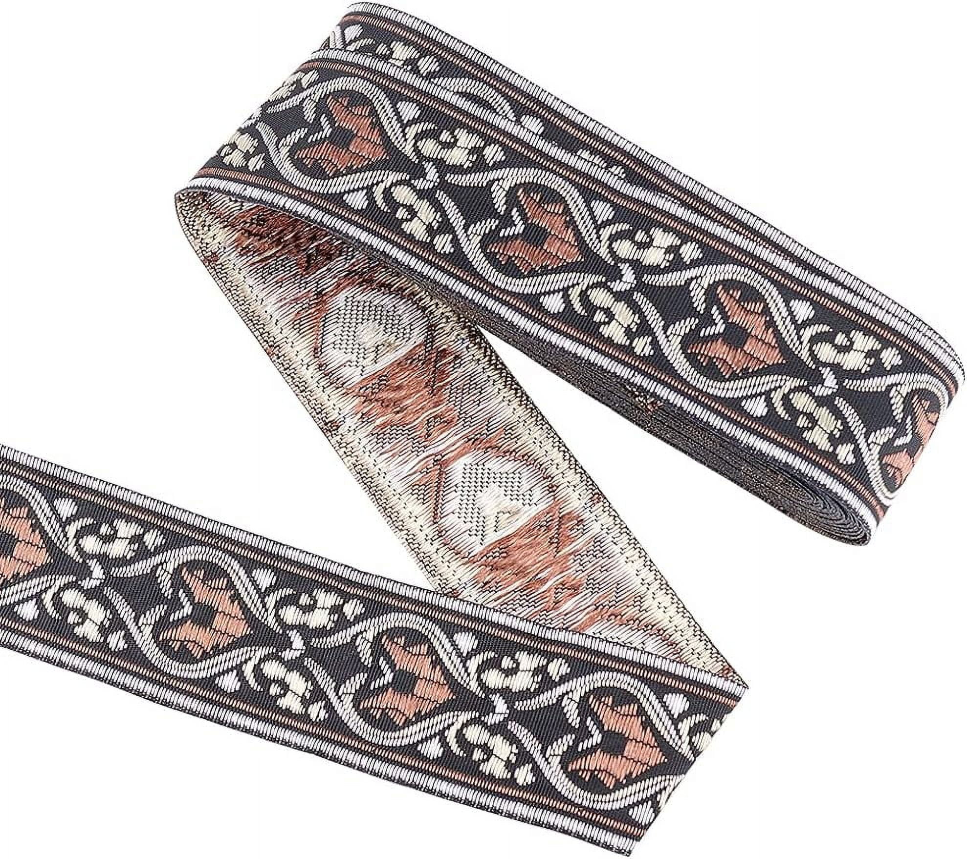 7.7 Yard 1.3 inch Black Brown Vintage Jacquard Ribbon Love Heart ...