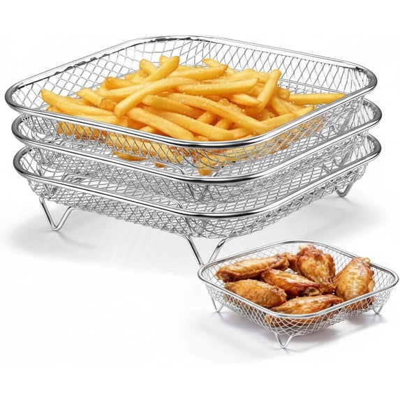 7.72 Inch Square Air Fryer Rack Set of 3, Stackable Stainless Steel Air ...